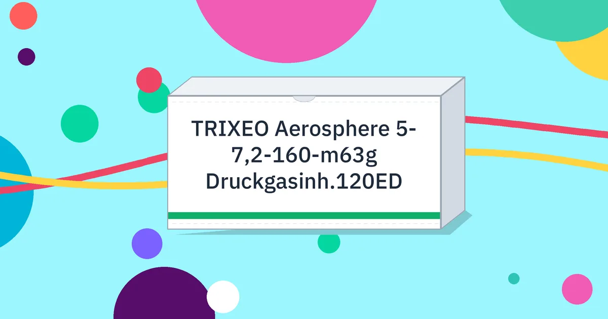 Symbolbild: Packung mit der Aufschrift TRIXEO Aerosphere 5-7,2-160-m63g Druckgasinh.120ED (PZN 17482569) – Verfügbarkeit und Bezug in Apotheken in Frankfurt am Main