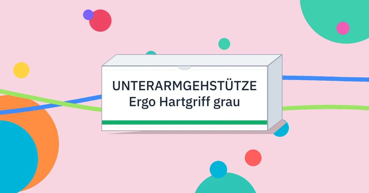 Symbolbild: Packung mit der Aufschrift UNTERARMGEHSTÜTZE Ergo Hartgriff grau (PZN 13985078) – Verfügbarkeit und Bezug in Apotheken in Frankfurt am Main