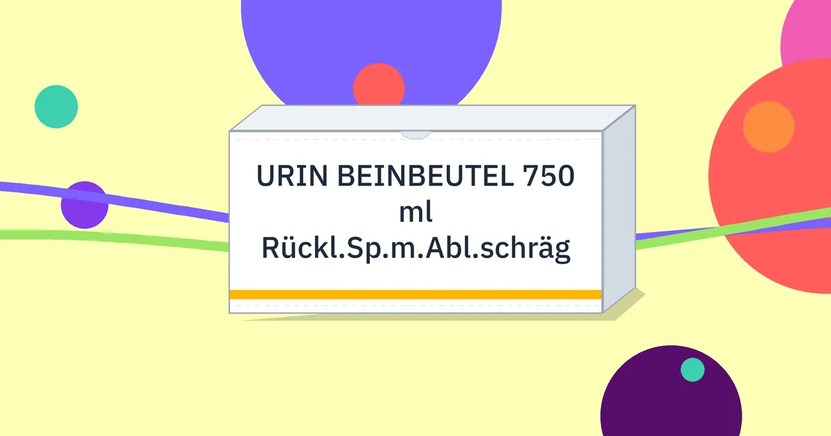 Symbolbild: Packung mit der Aufschrift URIN BEINBEUTEL 750 ml Rückl.Sp.m.Abl.schräg (PZN 07517120) – Verfügbarkeit und Bezug in Apotheken in Frankfurt am Main