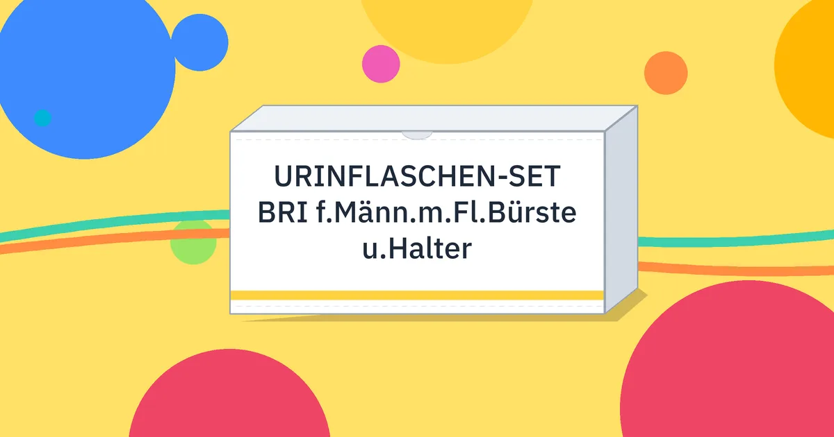Symbolbild: Packung mit der Aufschrift URINFLASCHEN-SET BRI f.Männ.m.Fl.Bürste u.Halter (PZN 03768492) – Verfügbarkeit und Bezug in Apotheken in Frankfurt am Main