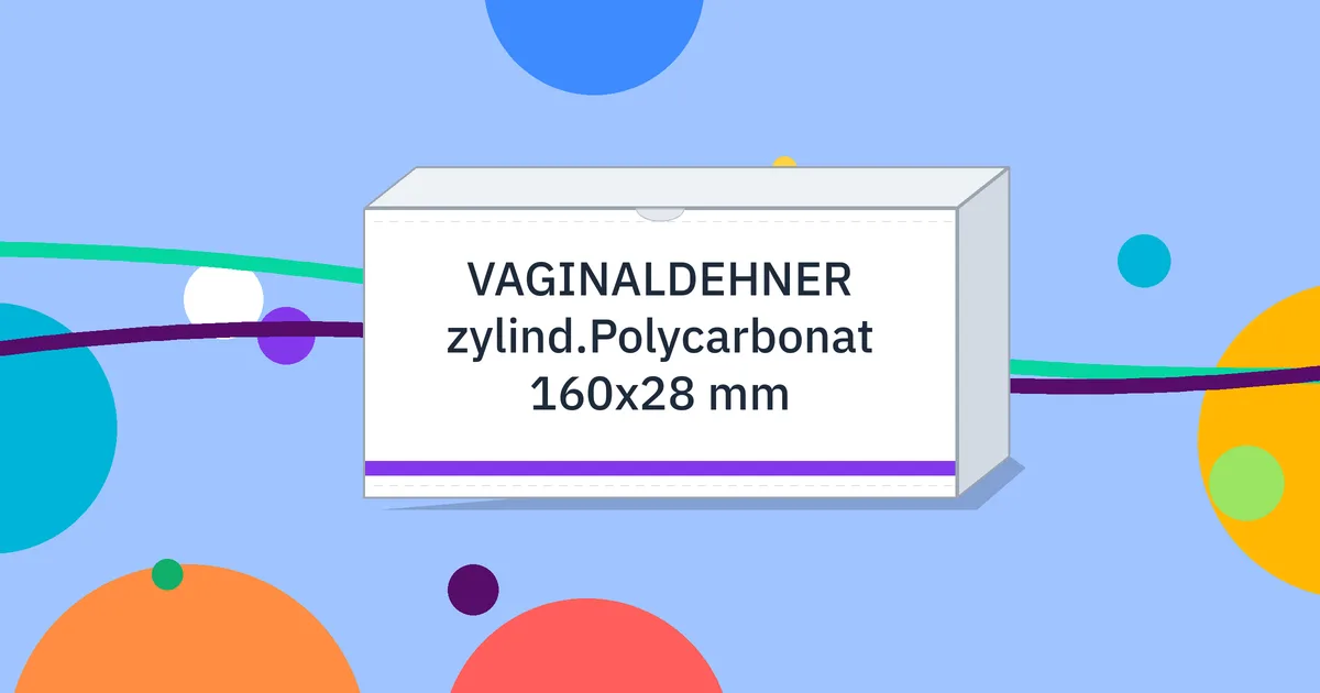 Symbolbild: Packung mit der Aufschrift VAGINALDEHNER zylind.Polycarbonat 160x28 mm (PZN 04021915) – Verfügbarkeit und Bezug in Apotheken in Frankfurt am Main