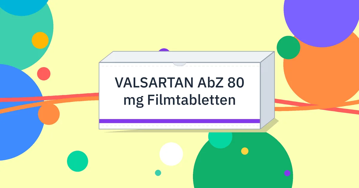 Symbolbild: Packung mit der Aufschrift VALSARTAN AbZ 80 mg Filmtabletten (PZN 07608236) – Verfügbarkeit und Bezug in Apotheken in Frankfurt am Main