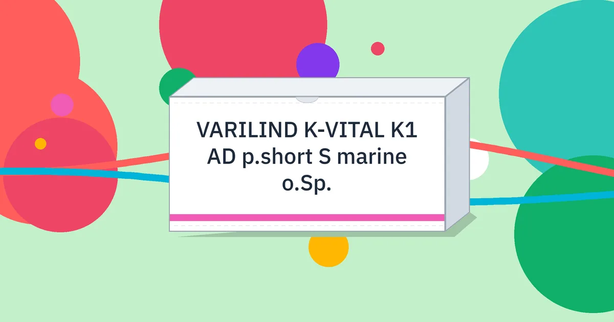 Symbolbild: Packung mit der Aufschrift VARILIND K-VITAL K1 AD p.short S marine o.Sp. (PZN 20566465) – Verfügbarkeit und Bezug in Apotheken in Frankfurt am Main