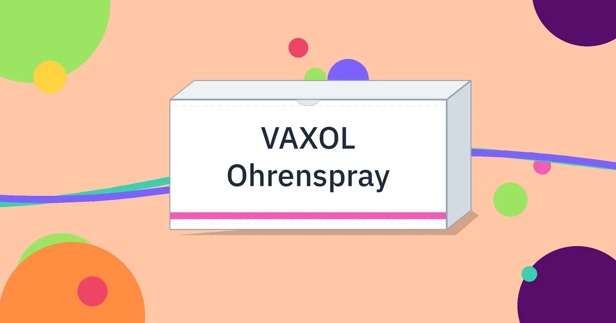Symbolbild: Packung mit der Aufschrift VAXOL Ohrenspray (PZN 17148681) – Verfügbarkeit und Bezug in Apotheken in Frankfurt am Main