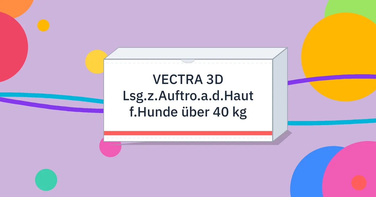 Symbolbild: Packung mit der Aufschrift VECTRA 3D Lsg.z.Auftro.a.d.Haut f.Hunde über 40 kg (PZN 18910228) – Verfügbarkeit und Bezug in Apotheken in Frankfurt am Main