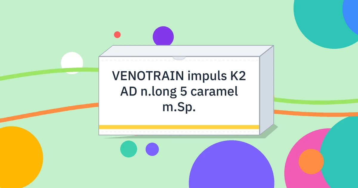 Symbolbild: Packung mit der Aufschrift VENOTRAIN impuls K2 AD n.long 5 caramel m.Sp. (PZN 00610744) – Verfügbarkeit und Bezug in Apotheken in Frankfurt am Main