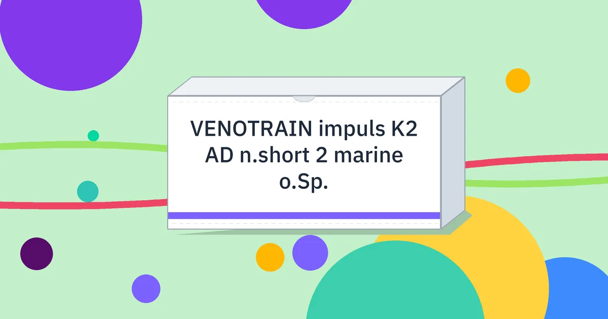 Symbolbild: Packung mit der Aufschrift VENOTRAIN impuls K2 AD n.short 2 marine o.Sp. (PZN 15221333) – Verfügbarkeit und Bezug in Apotheken in Frankfurt am Main