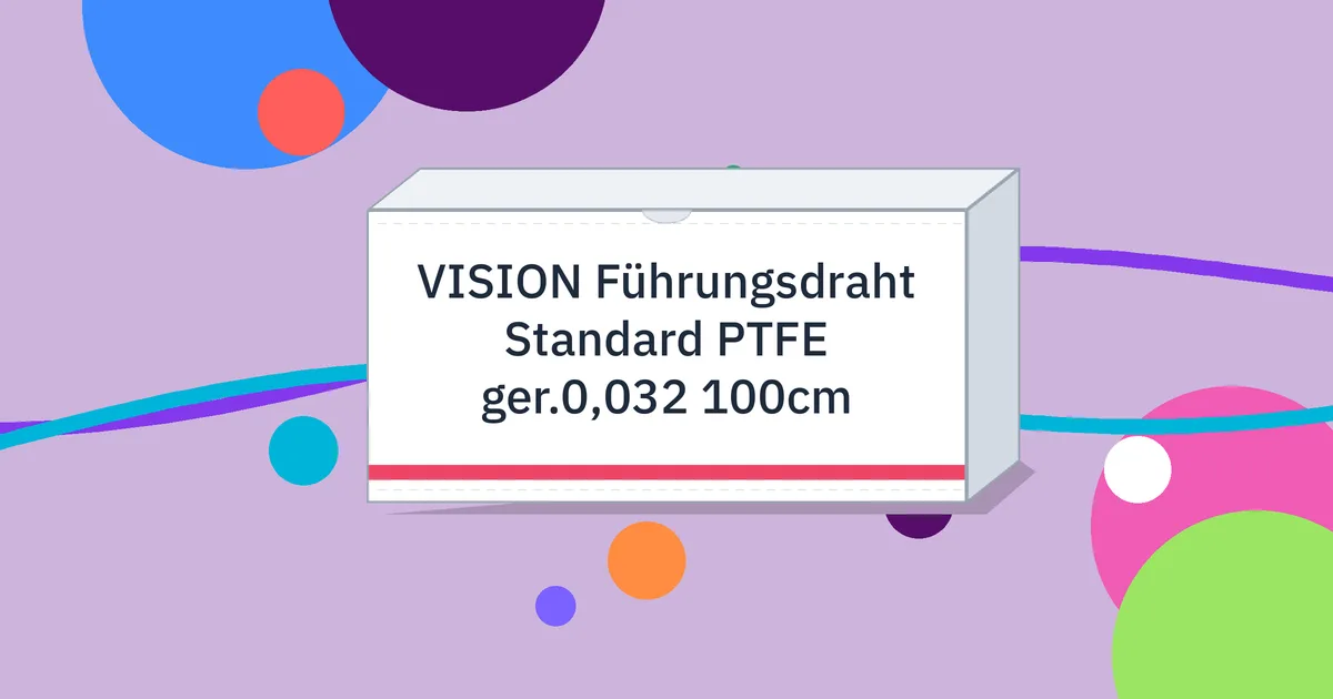 Symbolbild: Packung mit der Aufschrift VISION Führungsdraht Standard PTFE ger.0,032 100cm (PZN 18103752) – Verfügbarkeit und Bezug in Apotheken in Frankfurt am Main