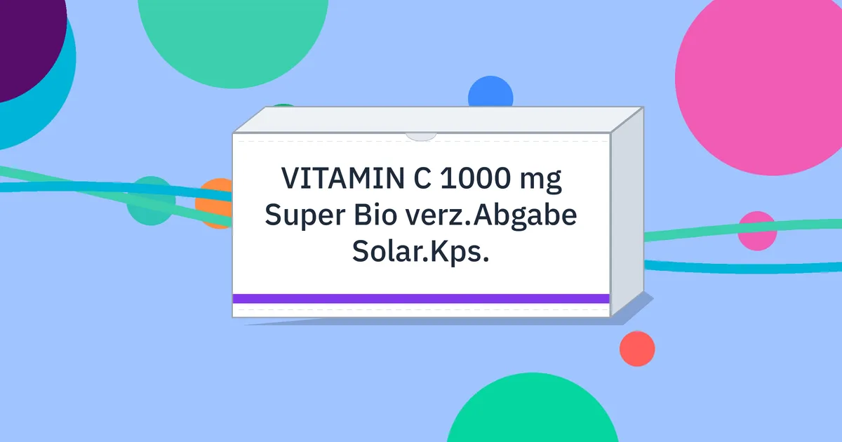 Symbolbild: Packung mit der Aufschrift VITAMIN C 1000 mg Super Bio verz.Abgabe Solar.Kps. (PZN 17255017) – Verfügbarkeit und Bezug in Apotheken in Frankfurt am Main