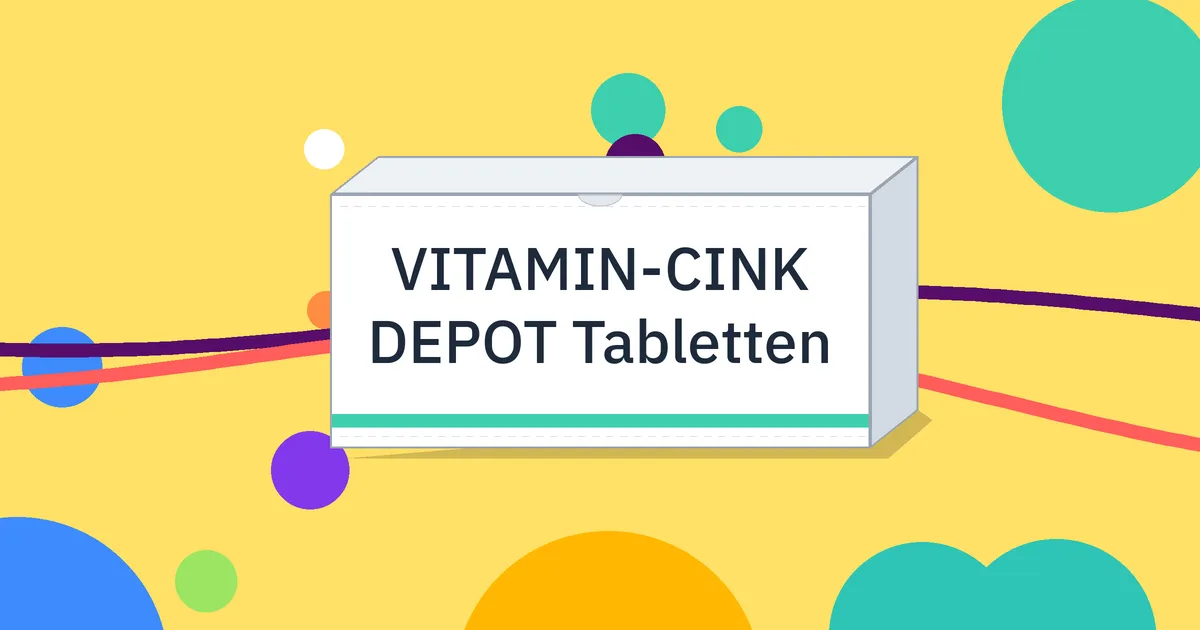 Symbolbild: Packung mit der Aufschrift VITAMIN-CINK DEPOT Tabletten (PZN 18722403) – Verfügbarkeit und Bezug in Apotheken in Frankfurt am Main