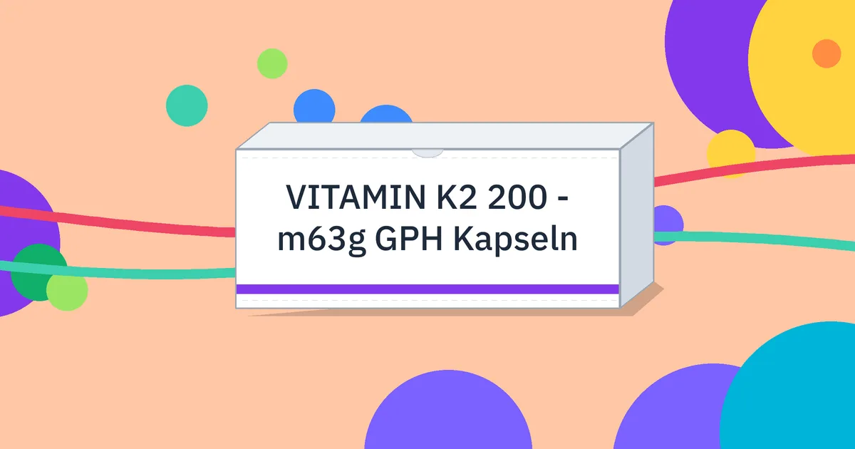 Symbolbild: Packung mit der Aufschrift VITAMIN K2 200 -m63g GPH Kapseln (PZN 13251270) – Verfügbarkeit und Bezug in Apotheken in Frankfurt am Main