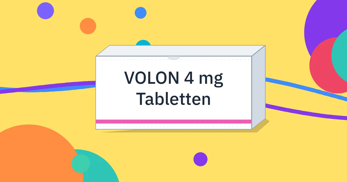 Symbolbild: Packung mit der Aufschrift VOLON 4 mg Tabletten (PZN 07371627) – Verfügbarkeit und Bezug in Apotheken in Frankfurt am Main