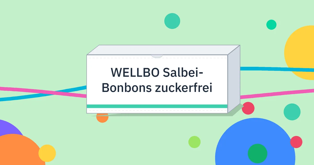 Symbolbild: Packung mit der Aufschrift WELLBO Salbei-Bonbons zuckerfrei (PZN 05024583) – Verfügbarkeit und Bezug in Apotheken in Frankfurt am Main