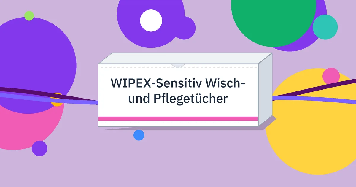 Symbolbild: Packung mit der Aufschrift WIPEX-Sensitiv Wisch- und Pflegetücher (PZN 15191253) – Verfügbarkeit und Bezug in Apotheken in Frankfurt am Main