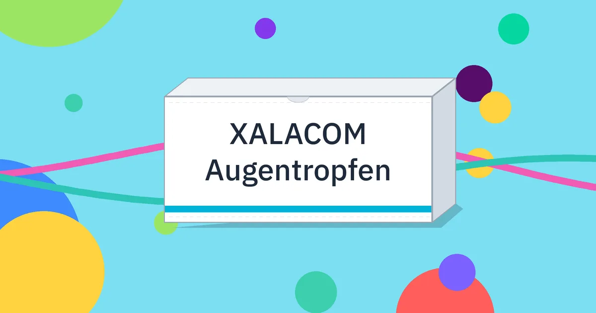 Symbolbild: Packung mit der Aufschrift XALACOM Augentropfen (PZN 13743955) – Verfügbarkeit und Bezug in Apotheken in Frankfurt am Main