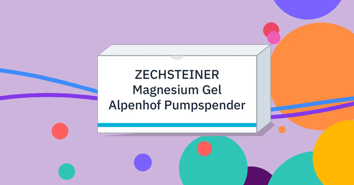 Symbolbild: Packung mit der Aufschrift ZECHSTEINER Magnesium Gel Alpenhof Pumpspender (PZN 20894063) – Verfügbarkeit und Bezug in Apotheken in Frankfurt am Main