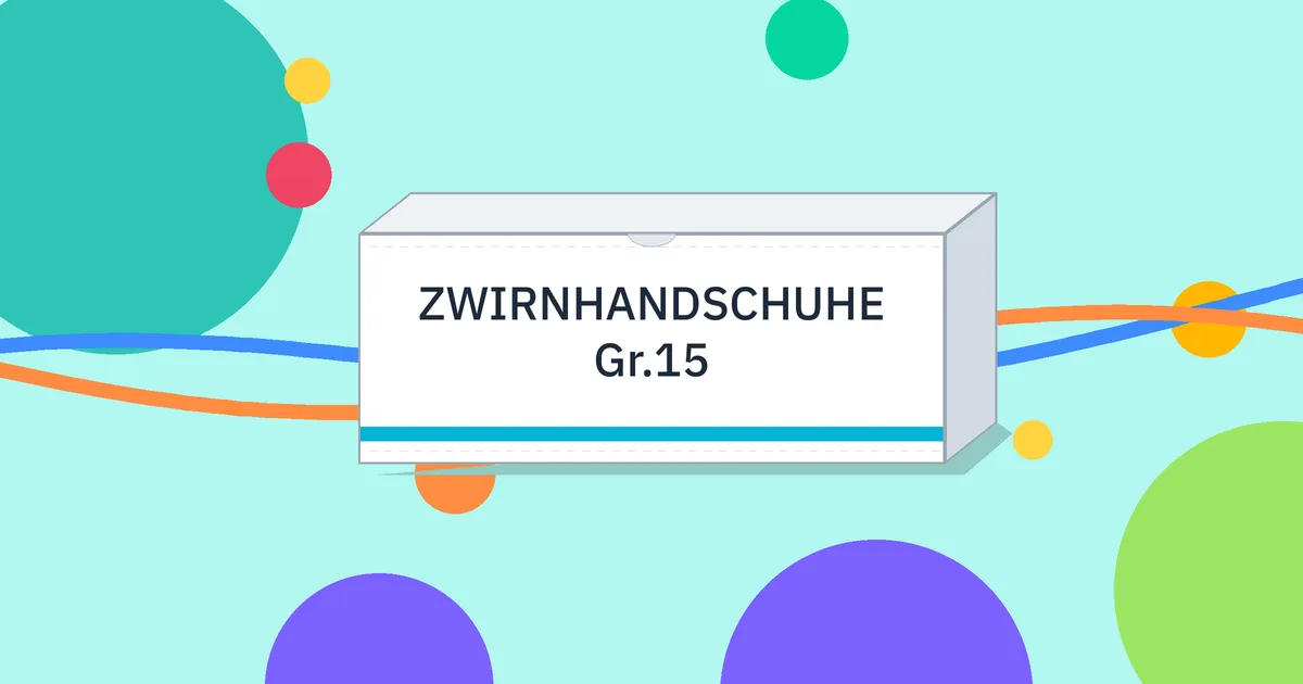 Symbolbild: Packung mit der Aufschrift ZWIRNHANDSCHUHE Gr.15 (PZN 08898590) – Verfügbarkeit und Bezug in Apotheken in Frankfurt am Main
