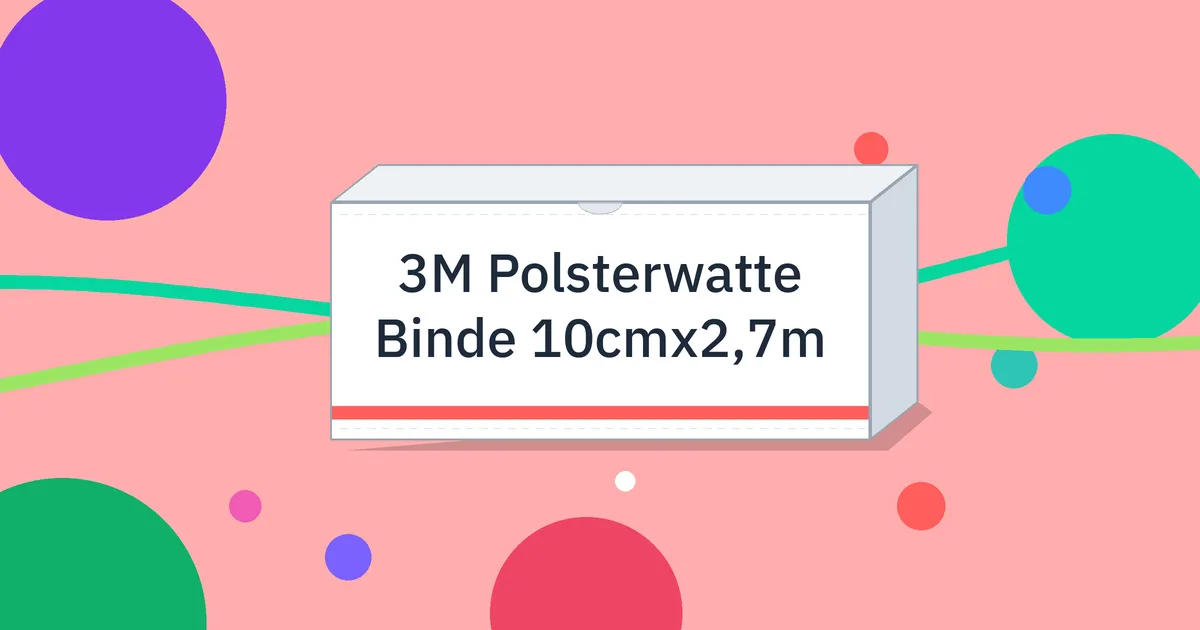 Symbolbild: Packung mit der Aufschrift 3M Polsterwatte Binde 10cmx2,7m (PZN 05867011) – Verfügbarkeit und Bezug in Apotheken in Frankfurt am Main