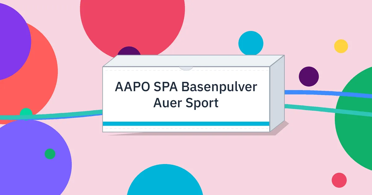 Symbolbild: Packung mit der Aufschrift AAPO SPA Basenpulver Auer Sport (PZN 00768586) – Verfügbarkeit und Bezug in Apotheken in Frankfurt am Main