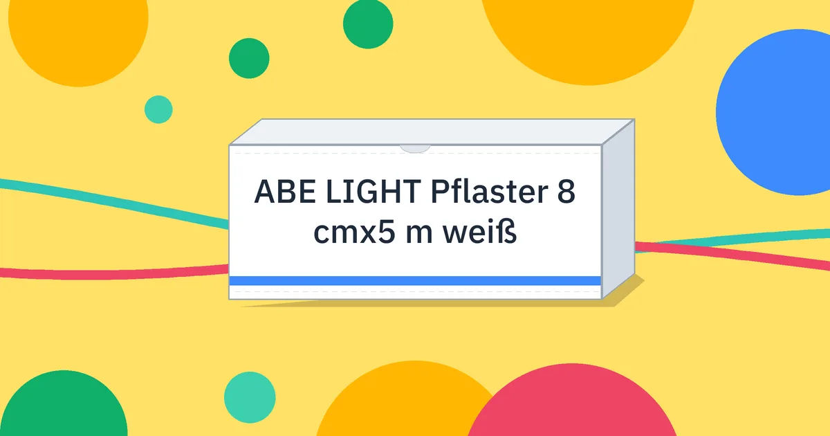 Symbolbild: Packung mit der Aufschrift ABE LIGHT Pflaster 8 cmx5 m weiß (PZN 06790262) – Verfügbarkeit und Bezug in Apotheken in Frankfurt am Main