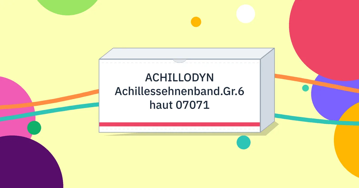 Symbolbild: Packung mit der Aufschrift ACHILLODYN Achillessehnenband.Gr.6 haut 07071 (PZN 16169994) – Verfügbarkeit und Bezug in Apotheken in Frankfurt am Main