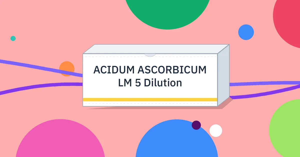 Symbolbild: Packung mit der Aufschrift ACIDUM ASCORBICUM LM 5 Dilution (PZN 13268678) – Verfügbarkeit und Bezug in Apotheken in Frankfurt am Main