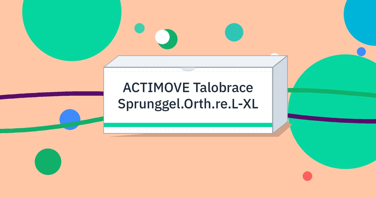 Symbolbild: Packung mit der Aufschrift ACTIMOVE Talobrace Sprunggel.Orth.re.L-XL (PZN 17949317) – Verfügbarkeit und Bezug in Apotheken in Frankfurt am Main