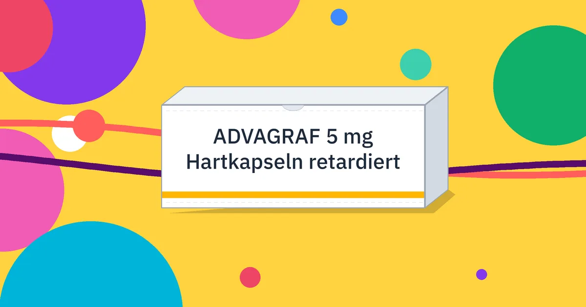 Symbolbild: Packung mit der Aufschrift ADVAGRAF 5 mg Hartkapseln retardiert (PZN 00091801) – Verfügbarkeit und Bezug in Apotheken in Frankfurt am Main