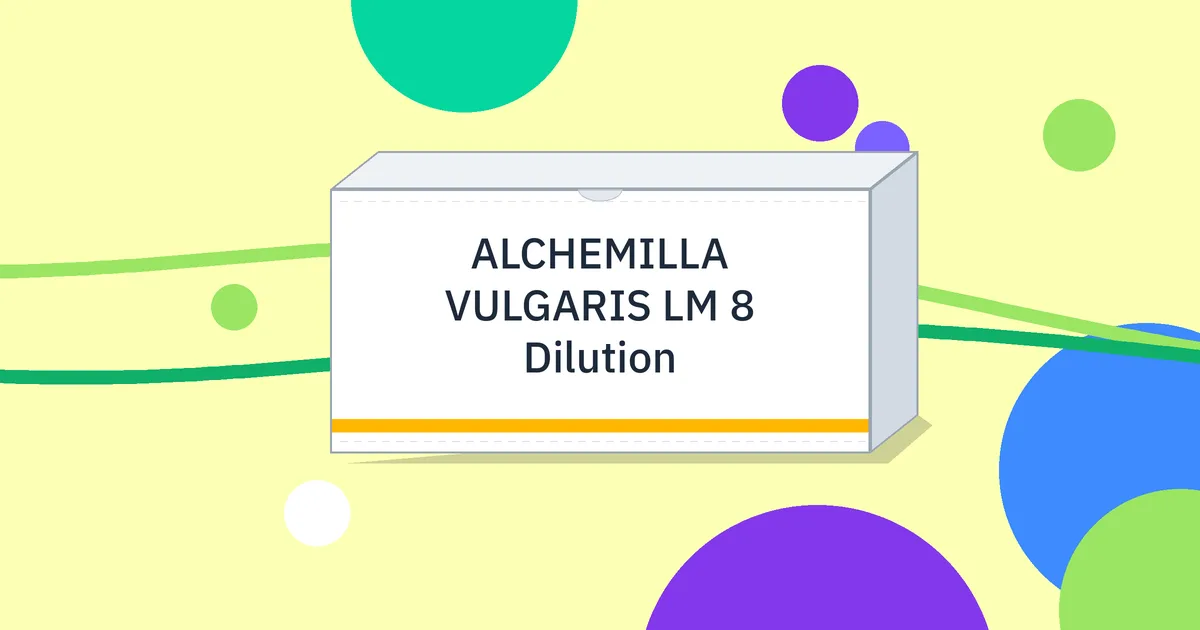 Symbolbild: Packung mit der Aufschrift ALCHEMILLA VULGARIS LM 8 Dilution (PZN 13308739) – Verfügbarkeit und Bezug in Apotheken in Frankfurt am Main