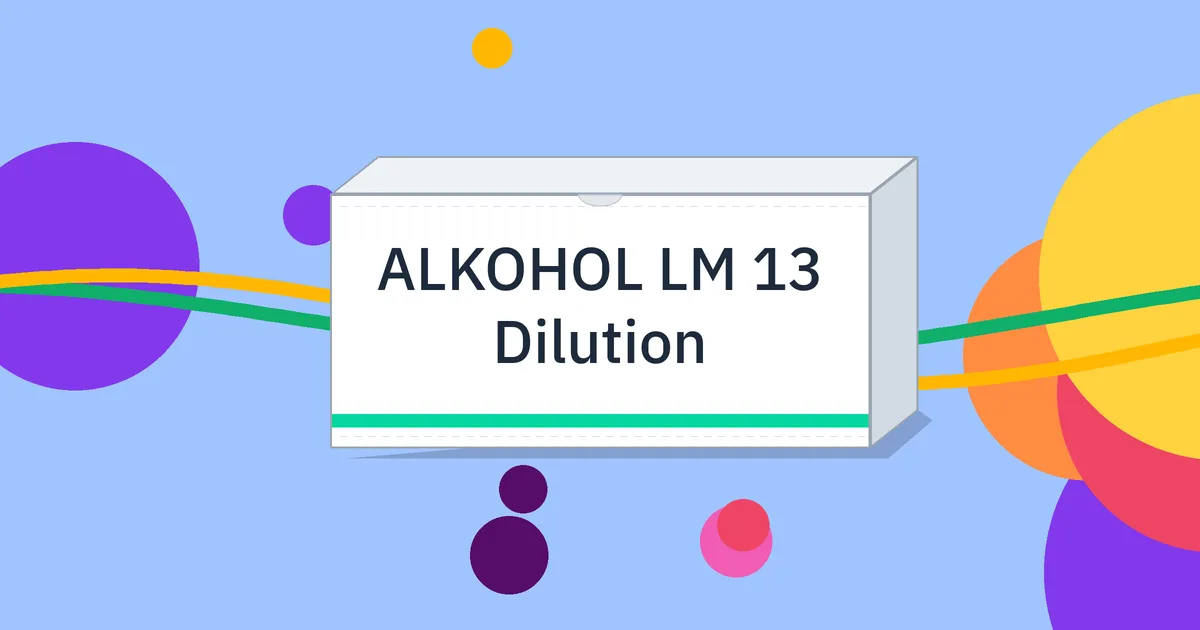 Symbolbild: Packung mit der Aufschrift ALKOHOL LM 13 Dilution (PZN 13311090) – Verfügbarkeit und Bezug in Apotheken in Frankfurt am Main