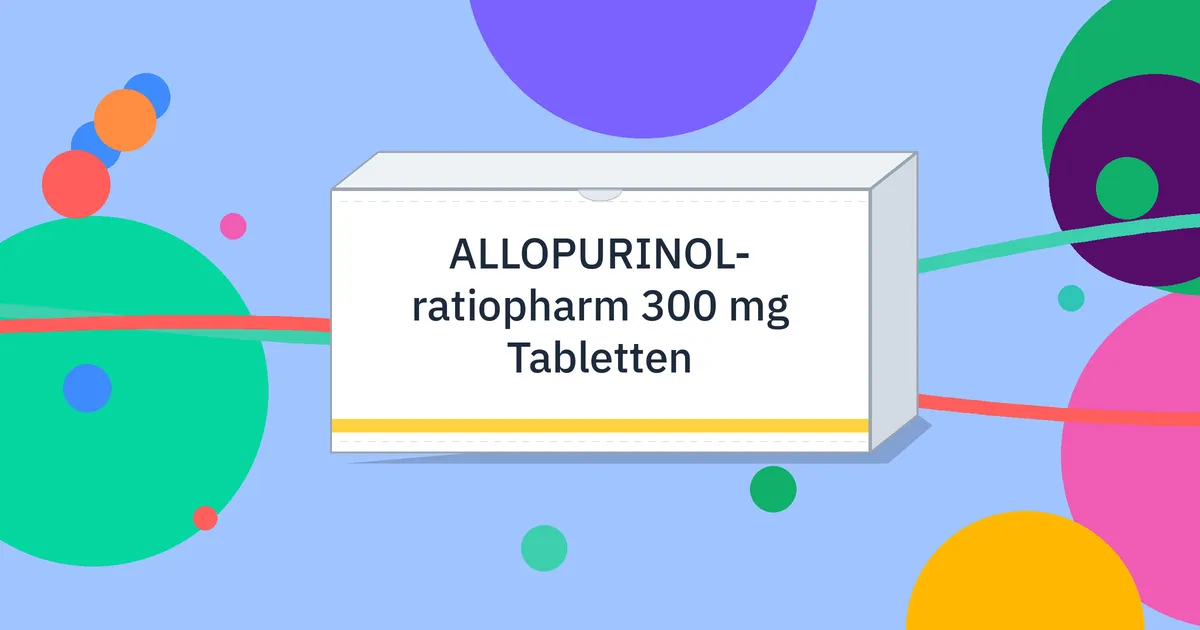 Symbolbild: Packung mit der Aufschrift ALLOPURINOL-ratiopharm 300 mg Tabletten (PZN 02788104) – Verfügbarkeit und Bezug in Apotheken in Frankfurt am Main