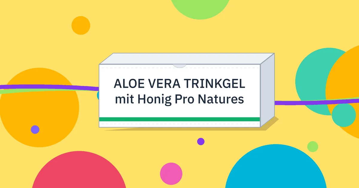 Symbolbild: Packung mit der Aufschrift ALOE VERA TRINKGEL mit Honig Pro Natures (PZN 18756141) – Verfügbarkeit und Bezug in Apotheken in Frankfurt am Main