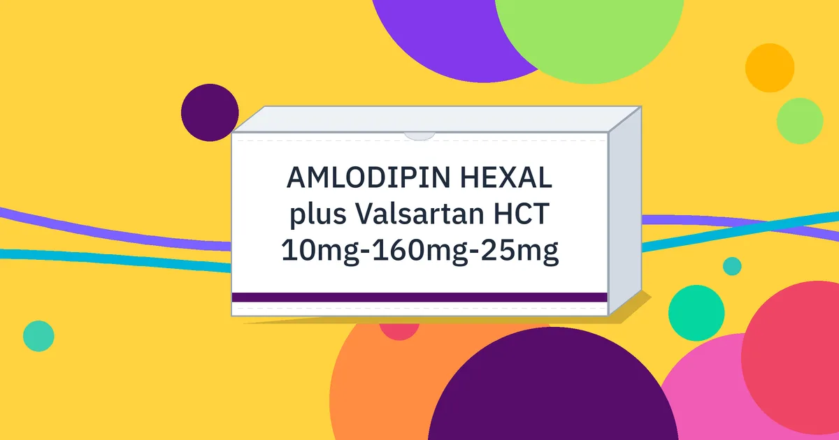 Symbolbild: Packung mit der Aufschrift AMLODIPIN HEXAL plus Valsartan HCT 10mg-160mg-25mg (PZN 15824907) – Verfügbarkeit und Bezug in Apotheken in Frankfurt am Main