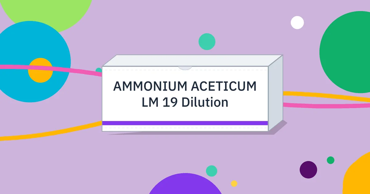 Symbolbild: Packung mit der Aufschrift AMMONIUM ACETICUM LM 19 Dilution (PZN 13319536) – Verfügbarkeit und Bezug in Apotheken in Frankfurt am Main