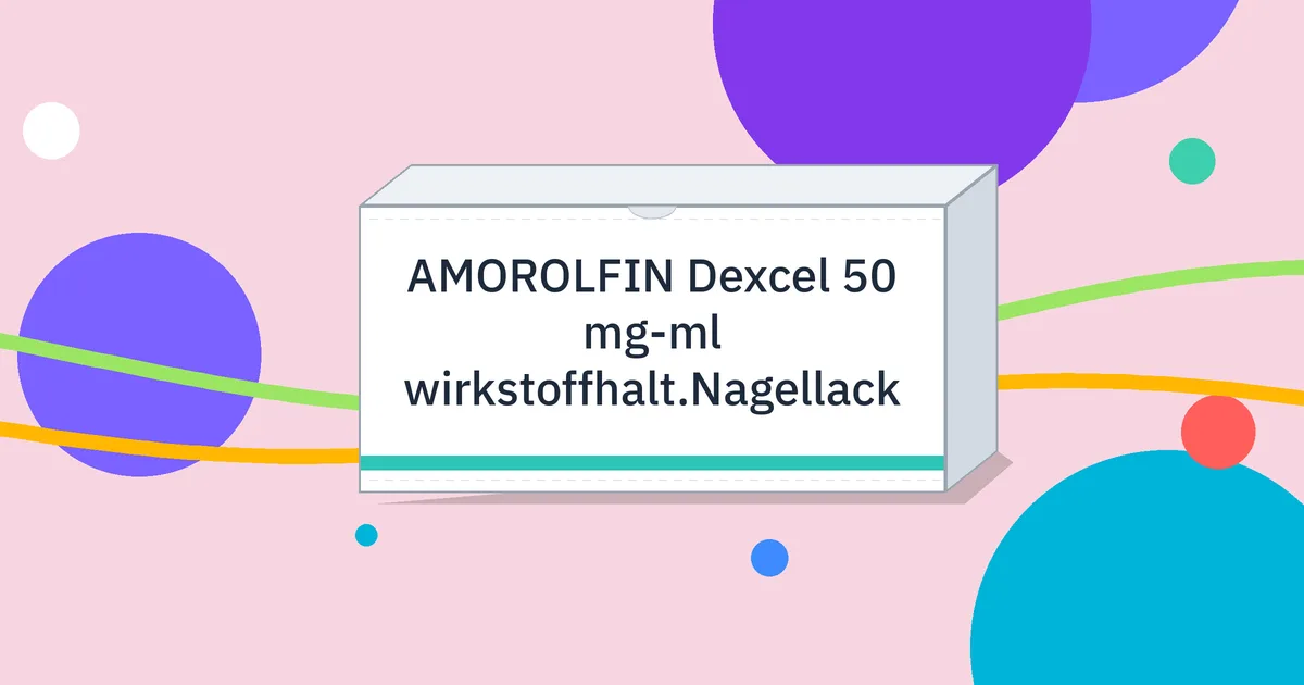 Symbolbild: Packung mit der Aufschrift AMOROLFIN Dexcel 50 mg-ml wirkstoffhalt.Nagellack (PZN 17417632) – Verfügbarkeit und Bezug in Apotheken in Frankfurt am Main