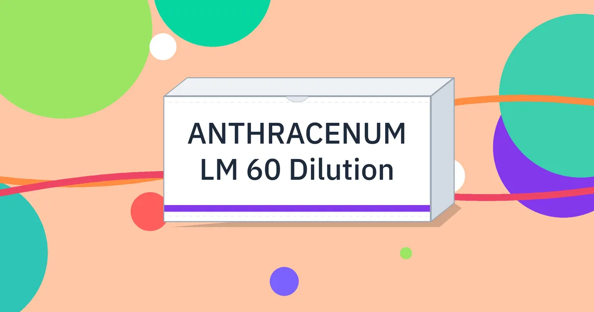 Symbolbild: Packung mit der Aufschrift ANTHRACENUM LM 60 Dilution (PZN 13370537) – Verfügbarkeit und Bezug in Apotheken in Frankfurt am Main