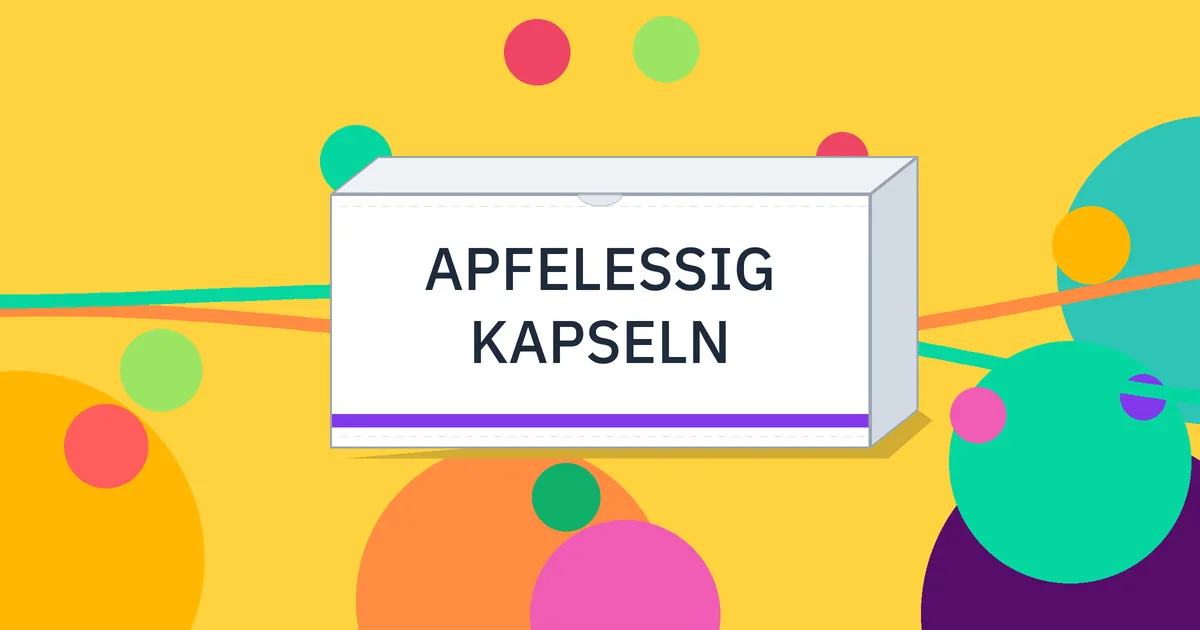 Symbolbild: Packung mit der Aufschrift APFELESSIG KAPSELN (PZN 02519605) – Verfügbarkeit und Bezug in Apotheken in Frankfurt am Main