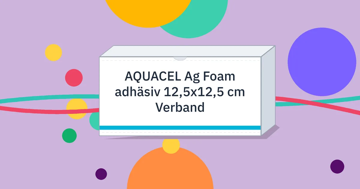 Symbolbild: Packung mit der Aufschrift AQUACEL Ag Foam adhäsiv 12,5x12,5 cm Verband (PZN 18123499) – Verfügbarkeit und Bezug in Apotheken in Frankfurt am Main