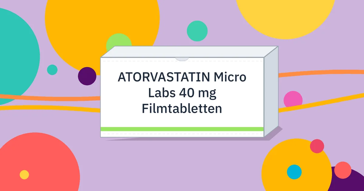 Symbolbild: Packung mit der Aufschrift ATORVASTATIN Micro Labs 40 mg Filmtabletten (PZN 19378623) – Verfügbarkeit und Bezug in Apotheken in Frankfurt am Main