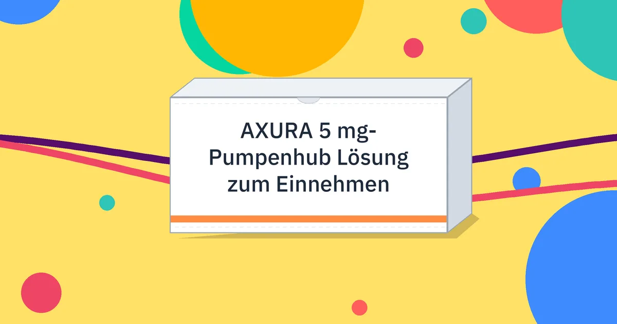 Symbolbild: Packung mit der Aufschrift AXURA 5 mg-Pumpenhub Lösung zum Einnehmen (PZN 07747475) – Verfügbarkeit und Bezug in Apotheken in Frankfurt am Main