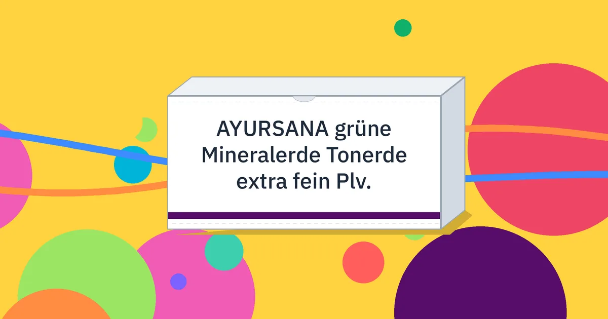 Symbolbild: Packung mit der Aufschrift AYURSANA grüne Mineralerde Tonerde extra fein Plv. (PZN 17926569) – Verfügbarkeit und Bezug in Apotheken in Frankfurt am Main