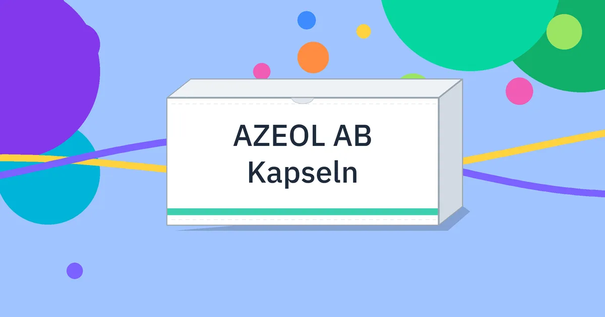 Symbolbild: Packung mit der Aufschrift AZEOL AB Kapseln (PZN 18834160) – Verfügbarkeit und Bezug in Apotheken in Frankfurt am Main