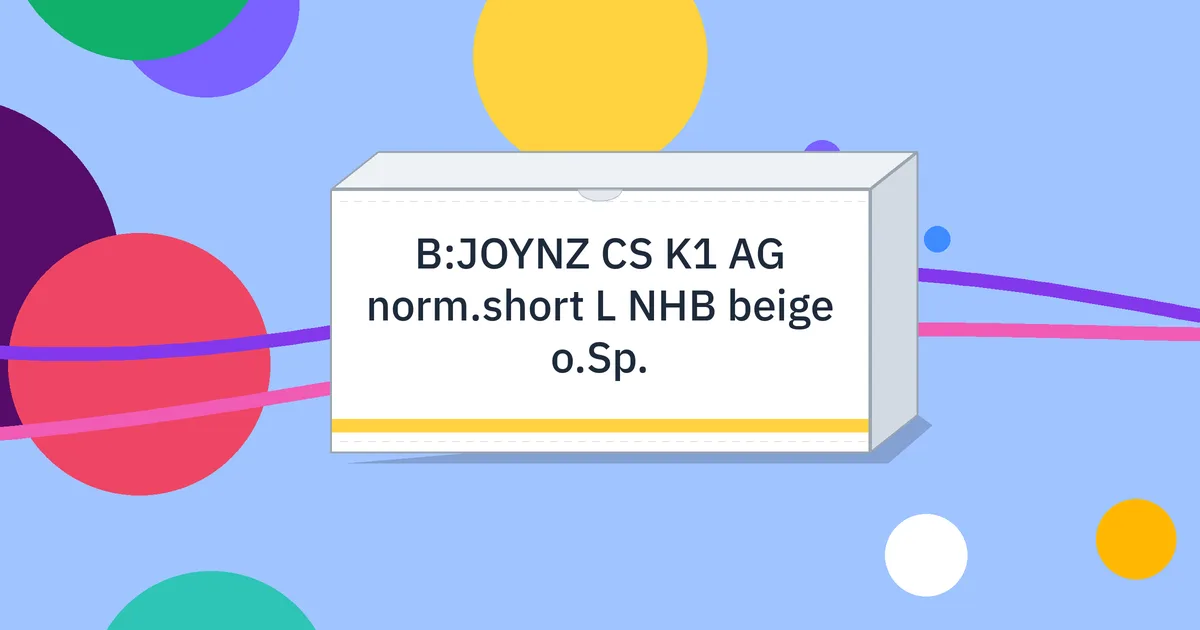 Symbolbild: Packung mit der Aufschrift B:JOYNZ CS K1 AG norm.short L NHB beige o.Sp. (PZN 20531030) – Verfügbarkeit und Bezug in Apotheken in Frankfurt am Main