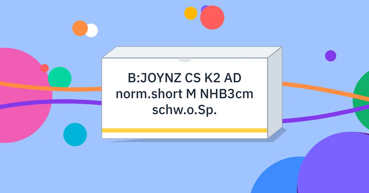 Symbolbild: Packung mit der Aufschrift B:JOYNZ CS K2 AD norm.short M NHB3cm schw.o.Sp. (PZN 20527264) – Verfügbarkeit und Bezug in Apotheken in Frankfurt am Main