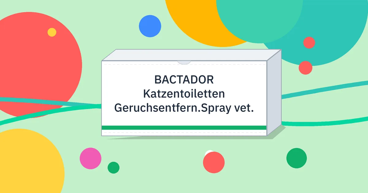Symbolbild: Packung mit der Aufschrift BACTADOR Katzentoiletten Geruchsentfern.Spray vet. (PZN 16335398) – Verfügbarkeit und Bezug in Apotheken in Frankfurt am Main
