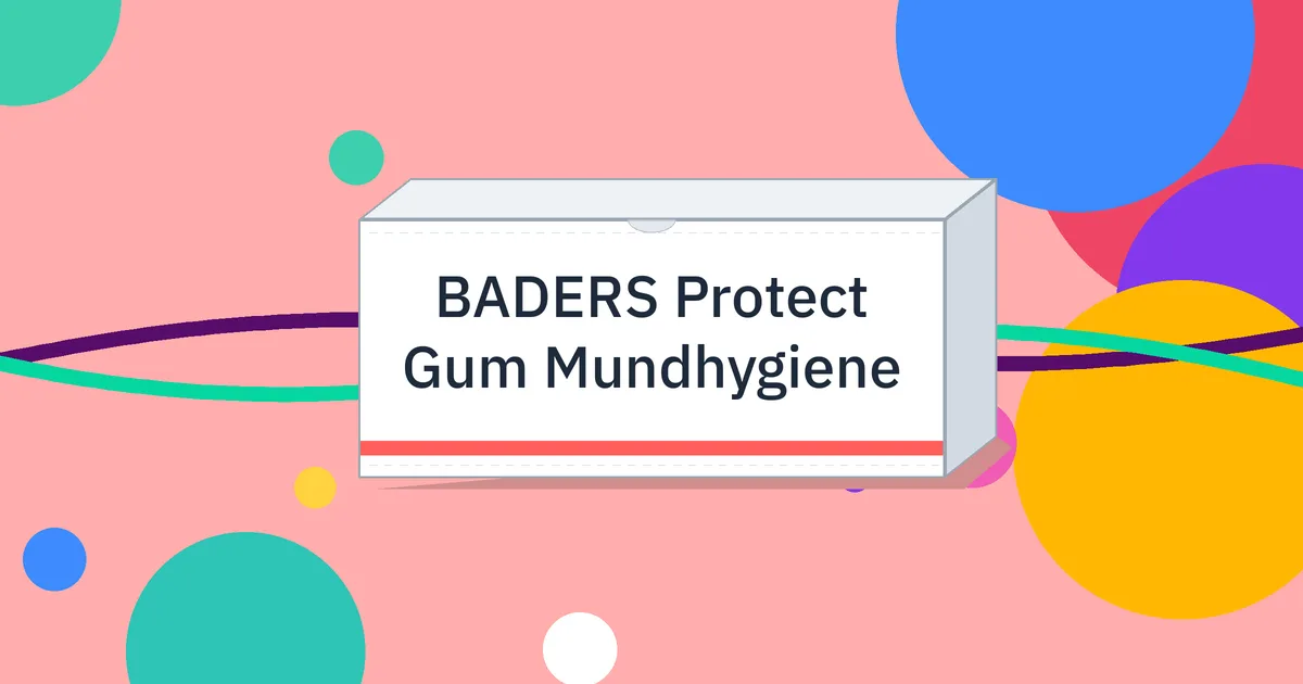Symbolbild: Packung mit der Aufschrift BADERS Protect Gum Mundhygiene (PZN 15297193) – Verfügbarkeit und Bezug in Apotheken in Frankfurt am Main