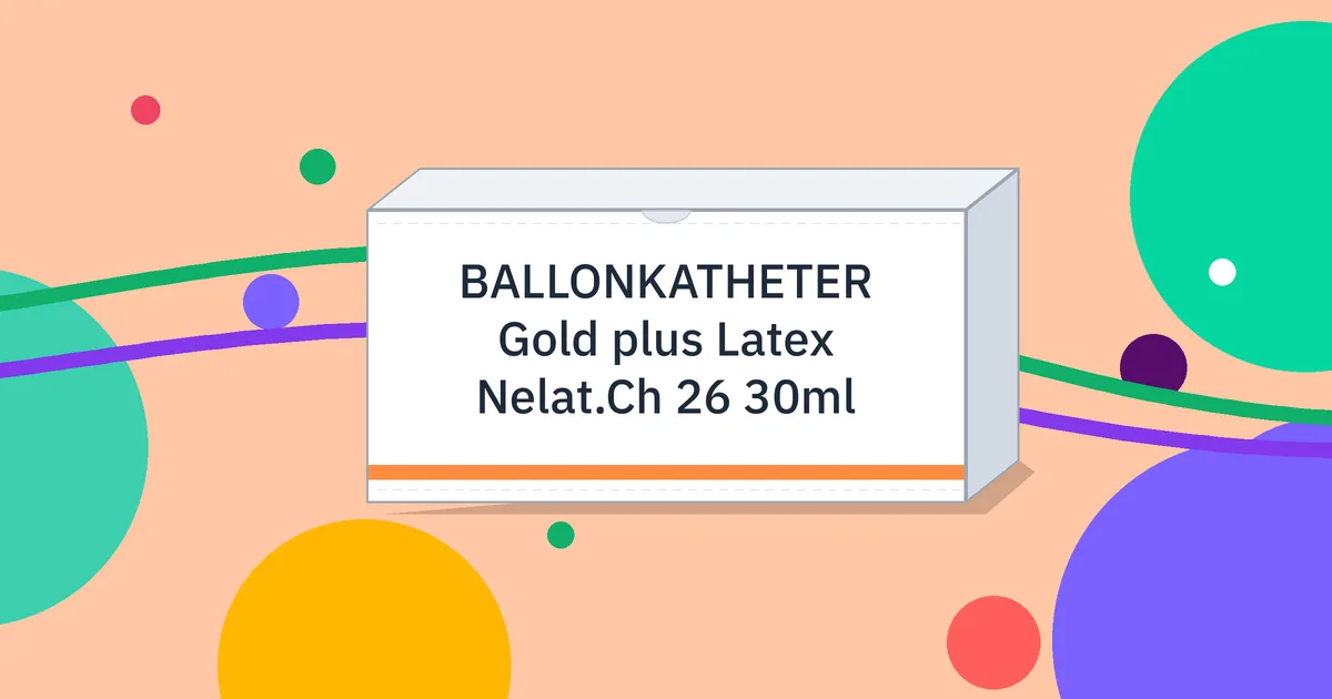 Symbolbild: Packung mit der Aufschrift BALLONKATHETER Gold plus Latex Nelat.Ch 26 30ml (PZN 04904112) – Verfügbarkeit und Bezug in Apotheken in Frankfurt am Main