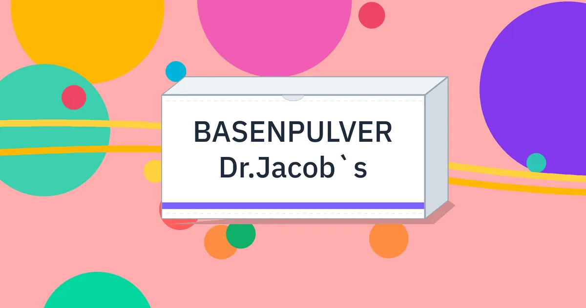 Symbolbild: Packung mit der Aufschrift BASENPULVER Dr.Jacob`s (PZN 00572771) – Verfügbarkeit und Bezug in Apotheken in Frankfurt am Main