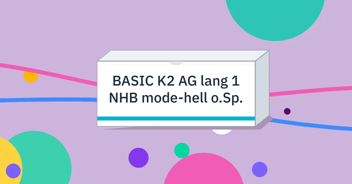 Symbolbild: Packung mit der Aufschrift BASIC K2 AG lang 1 NHB mode-hell o.Sp. (PZN 20266160) – Verfügbarkeit und Bezug in Apotheken in Frankfurt am Main