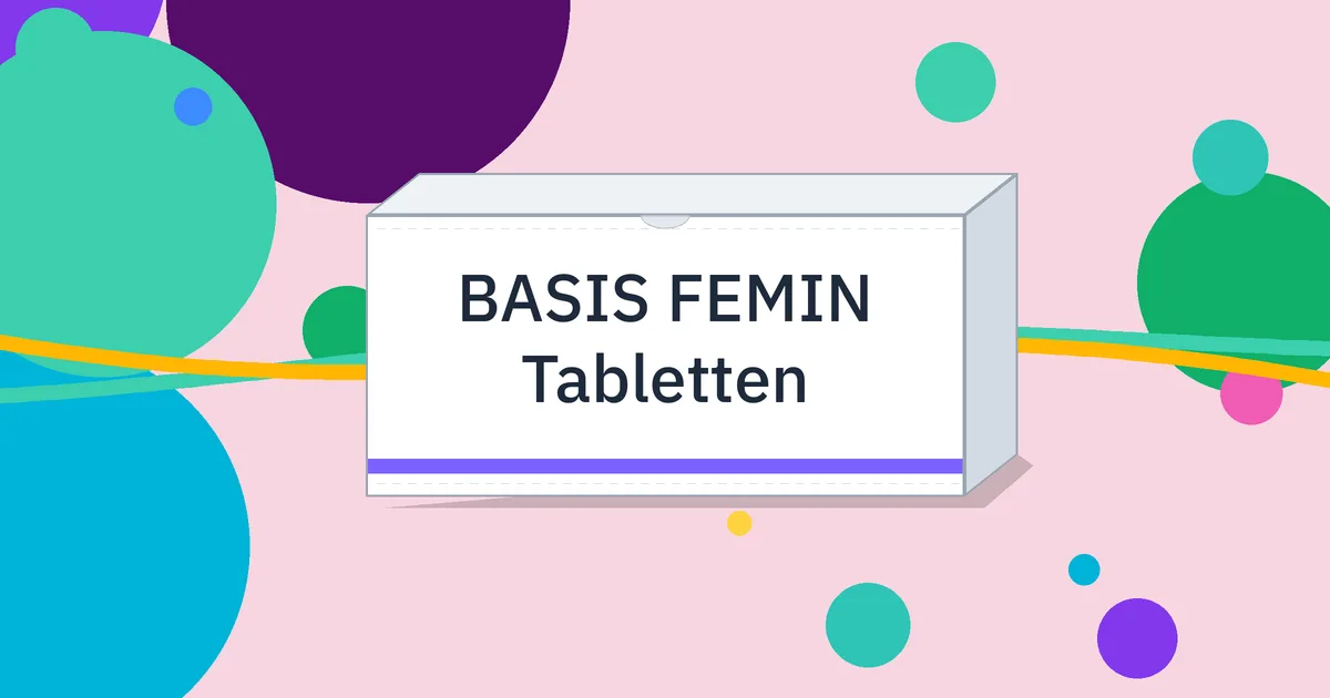 Symbolbild: Packung mit der Aufschrift BASIS FEMIN Tabletten (PZN 01293607) – Verfügbarkeit und Bezug in Apotheken in Frankfurt am Main